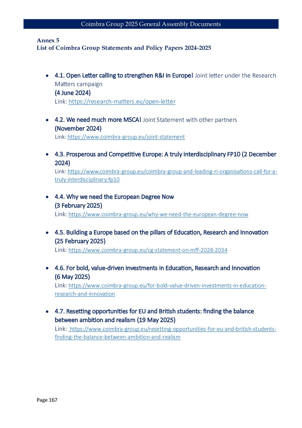 Annex 5 – CG Statements and Policy Papers | Coimbra