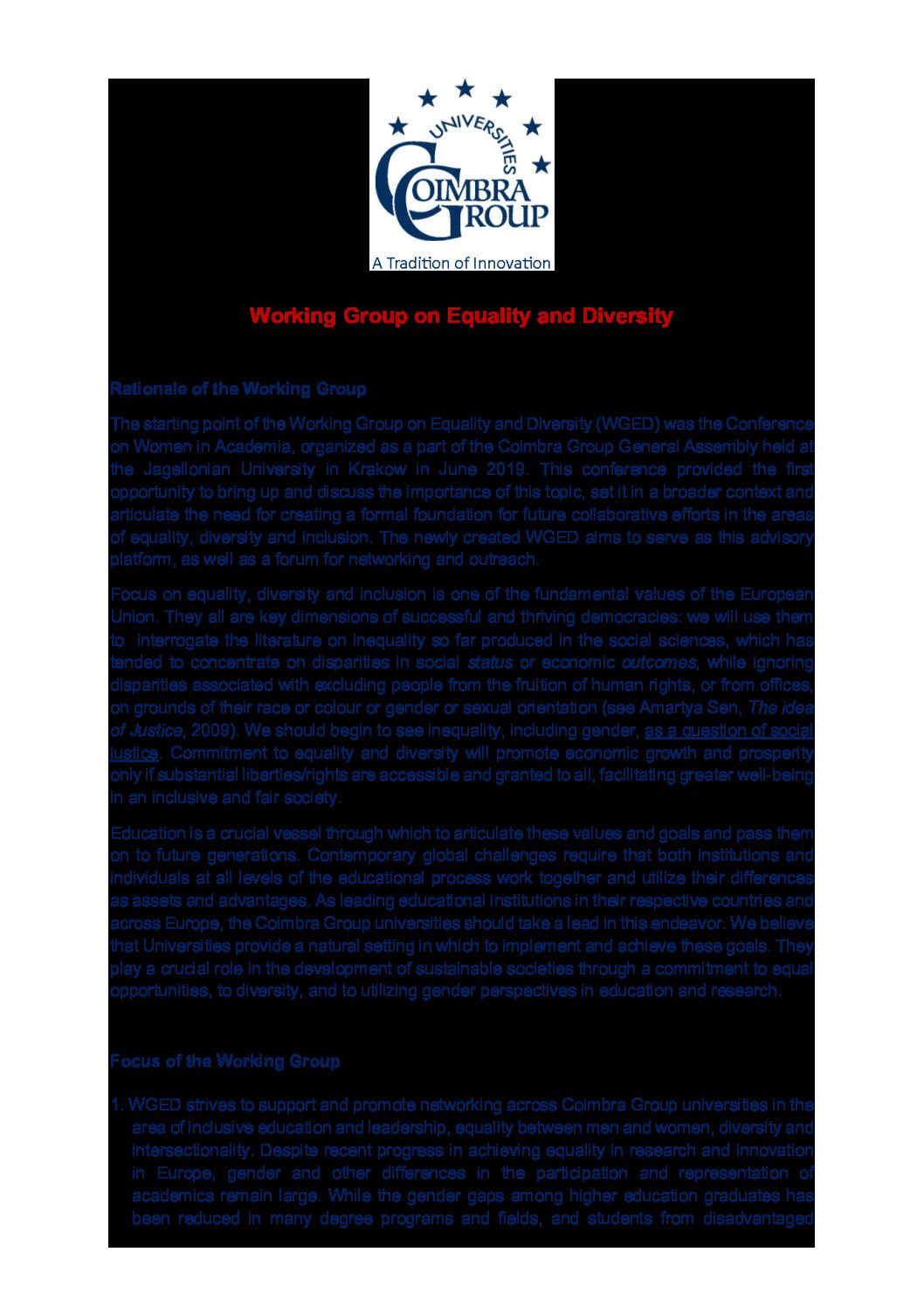 ED WG Work Plan 2019-2024 | Coimbra